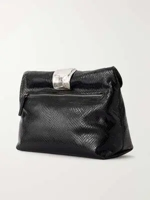 Staud Snake-effect Leather Clutch