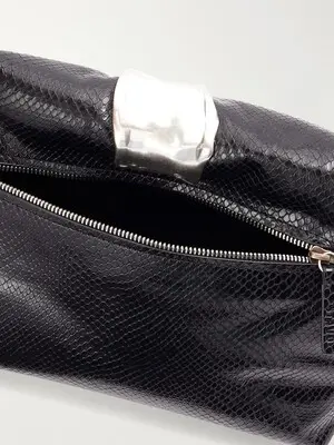 Staud Snake-effect Leather Clutch