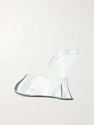 AQUAZZURA Bisous 95 Metallic Leather Wedge Sandals