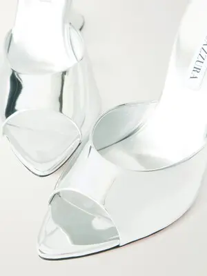 AQUAZZURA Bisous 95 Metallic Leather Wedge Sandals