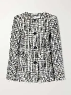 Proenza Schouler White Label Aurelia Fringed Checked Tweed Jacket