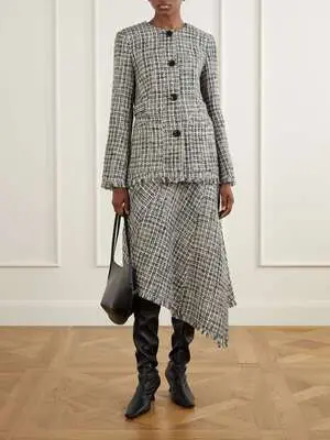 Proenza Schouler White Label Aurelia Fringed Checked Tweed Jacket