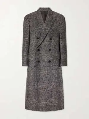 NILI LOTAN Edmond Double-breasted Checked Wool-blend Long Coat