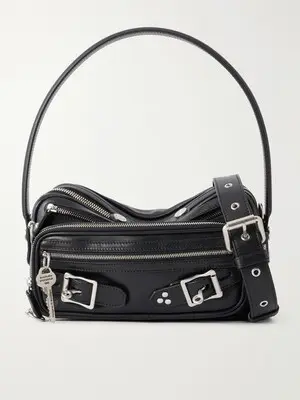 Acne Studios Camero Party Buckle-detailed Leather Shoulder Bag - Black