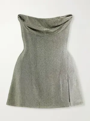 WIEDERHOEFT Ivy Strapless Bead-embellished Satin Mini Dress - Metallic