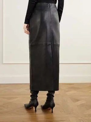 RÓHE Paneled Leather Midi Skirt