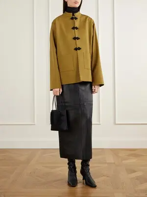 RÓHE Paneled Leather Midi Skirt
