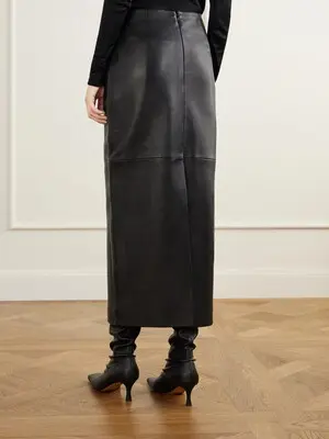 RÓHE Paneled Leather Midi Skirt