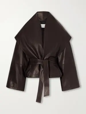 Magda Butrym Cropped Belted Leather Jacket