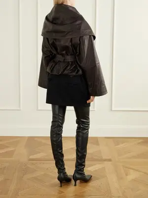 Magda Butrym Cropped Belted Leather Jacket