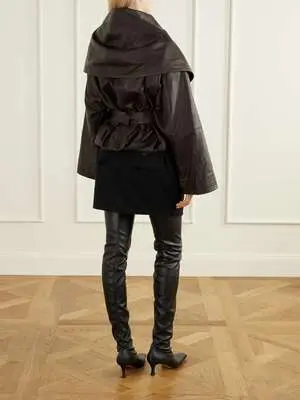 Magda Butrym Cropped Belted Leather Jacket