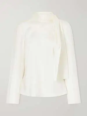 RÓHE Tie-detailed Silk-satin Blouse - Cream