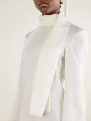 RÓHE Tie-detailed Silk-satin Blouse - Cream