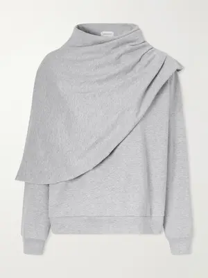 Magda Butrym Cape-effect Draped Cotton-blend Jersey Sweatshirt - Gray