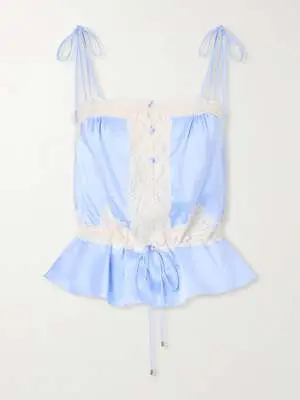 CHLOÉ Lace-trimmed Silk-satin Tank
