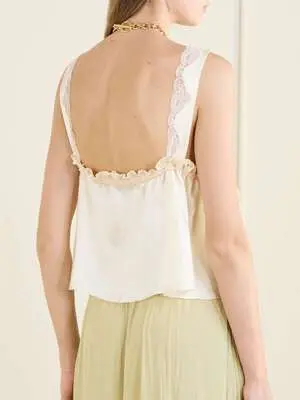 Chloé Lace-trimmed Silk-satin Cami
