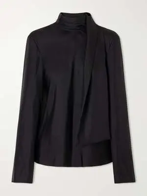 RÓHE Tie-detailed Silk-satin Blouse - Black