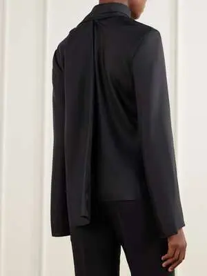 RÓHE Tie-detailed Silk-satin Blouse - Black