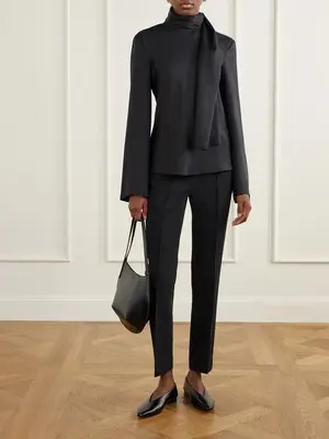 RÓHE Tie-detailed Silk-satin Blouse
