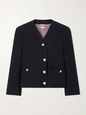 Thom Browne Cropped Virgin Wool-hopsack Jacket