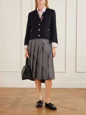 Thom Browne Cropped Virgin Wool-hopsack Jacket