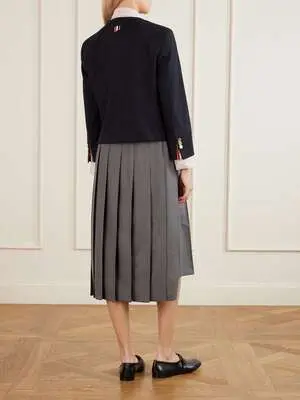Thom Browne Cropped Virgin Wool-hopsack Jacket