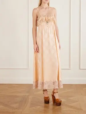 Chloé Lace-trimmed Silk-jacquard Maxi Dress