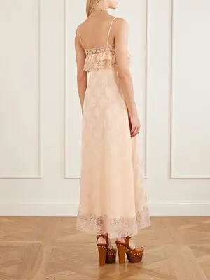 Chloé Lace-trimmed Silk-jacquard Maxi Dress