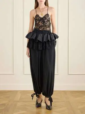 Chloé Ruffled Lace-trimmed Taffeta Cami