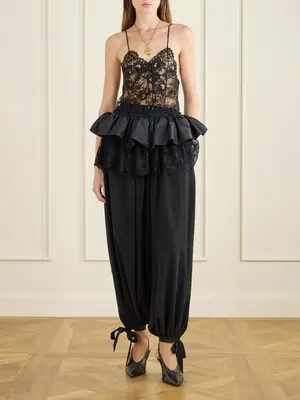 Chloé Ruffled Lace-trimmed Taffeta Cami