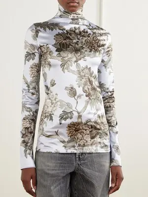 Acne Studios Edenise Printed Stretch-jersey Turtleneck Top