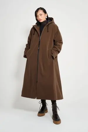 Stutterheim Mosebacke Long Matte Winter Coat - Dark Brown