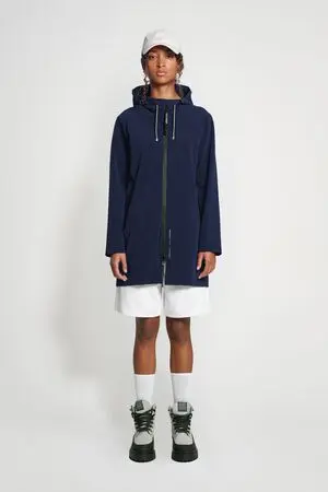 Stutterheim Stockholm Lightweight Zip Matte Raincoat - Navy