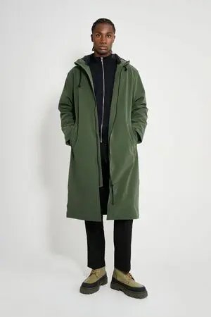 Stutterheim Stockholm Long Matte Winter Coat - Green