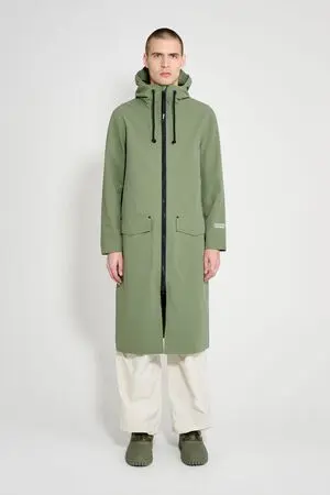 Stutterheim Stockholm Long Patch Raincoat - Dry Green
