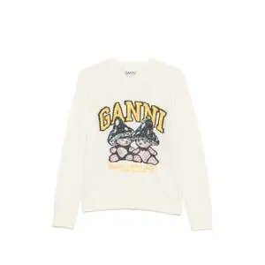 GANNI Neutrals Knitwear Jumpers - Cream
