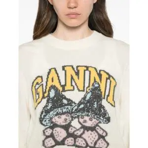 GANNI Neutrals Knitwear Jumpers - Cream