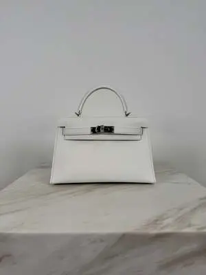 Hermès Mini Kelly Epsom Palladium Hardware - White