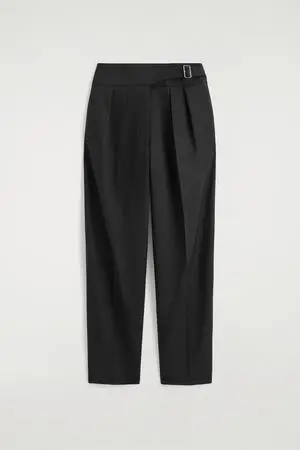 Cos Cummerbund-waist Barrel-leg Pants - Black
