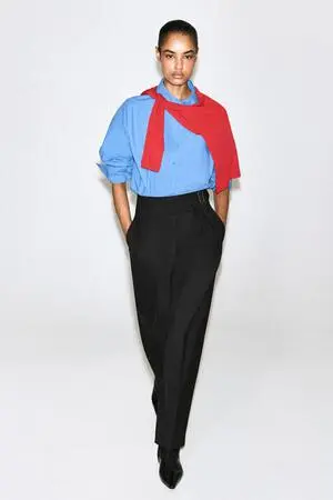 Cos Cummerbund-waist Barrel-leg Pants - Black