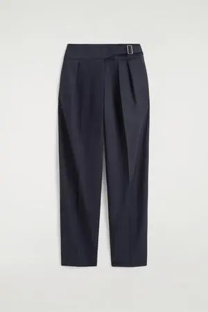 Cos Cummerbund-waist Barrel-leg Pants - Navy