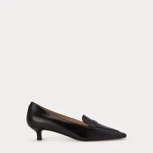Ralph Lauren Francesca Glazed Leather Loafer Pump Black