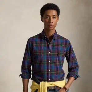 Ralph Lauren Classic Fit Plaid Brushed Oxford Shirt - Green/blue Multi