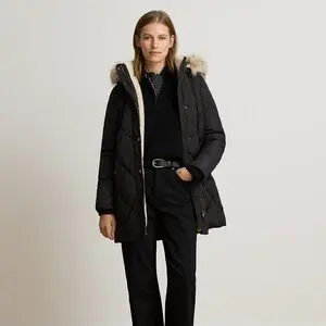 Ralph Lauren Faux-fur-trim Hooded Quilted Coat - Black