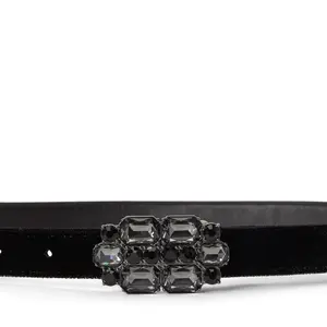 Ralph Lauren Stone-buckle Velvet Skinny Belt