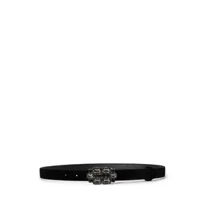 Ralph Lauren Stone-buckle Velvet Skinny Belt