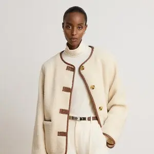 Ralph Lauren Faux-leather-trim Faux-fur Teddy Coat - Cream
