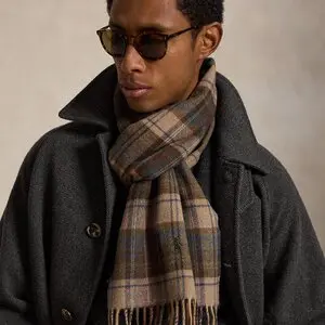 Ralph Lauren Plaid Wool-cashmere Scarf - Camel/multi