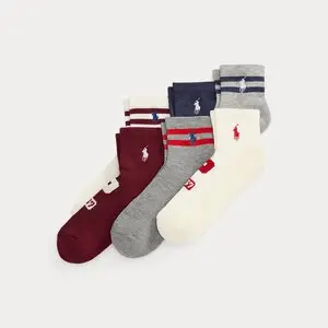 Ralph Lauren Logo Quarter-crew Sock 6-pack - Ivory