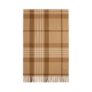 Ralph Lauren Plaid Fringe-trim Scarf - Camel Multi